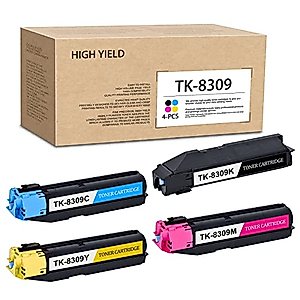 4 Pack(1BK+1C+1M+1Y) Compatible TK-8309 High-Yield Toner Cartridge Replacement for Kyocera Copystar CS-3050ci CS-3550ci CS-3551ci TASKalfa 3050ci 3550ci Printers,Sold by DDDZSWGS
