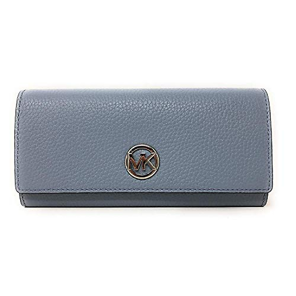 Michael Kors Fulton Flap Continental Carryall Clutch Wallet Purse in Pale Blue