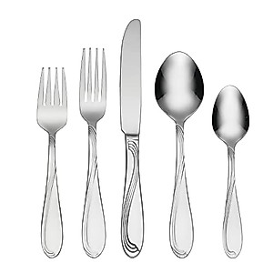 Oneida Cresta 90 Piece Everyday Flatware Set, 9.40 LB, Metallic