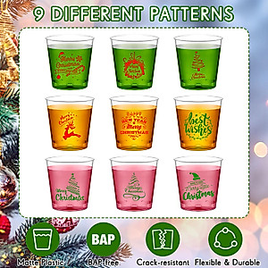 Yaomiao 300 Pieces Christmas Plastic Glasses 2 oz Christmas Party Transparent Cups Bulk Disposable Plastic Drinking Tasting Cups Christmas Shot Glasses for Adults for Whiskey Xmas Party Supplies