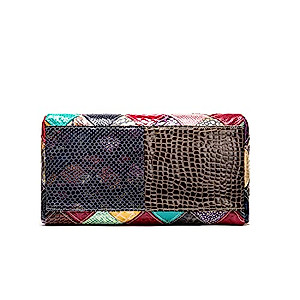 Women's Purses and Bags Multicolored, Genuine Leather Patchwork Tote Bag Large Capacity with A Detachable Shoulder Strap