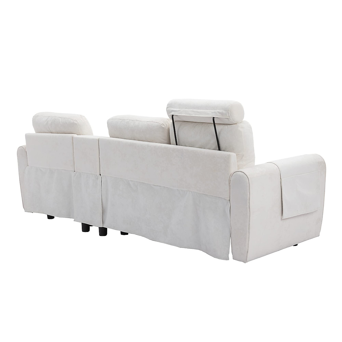 HomSof Sectional Sofa Set with Chaise Lounge, Storage, Cup Holder and Side Pocket, 3-Seat L-Shaped Couch for Small Spaces, Living Room