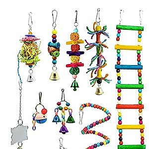 UGPLM 15Pcs Bird Toys Kit Chewing Toys with Bell Ball Bird Training Toys for Small Parakeets, Cockatiels, Budgies, Conures, Finches