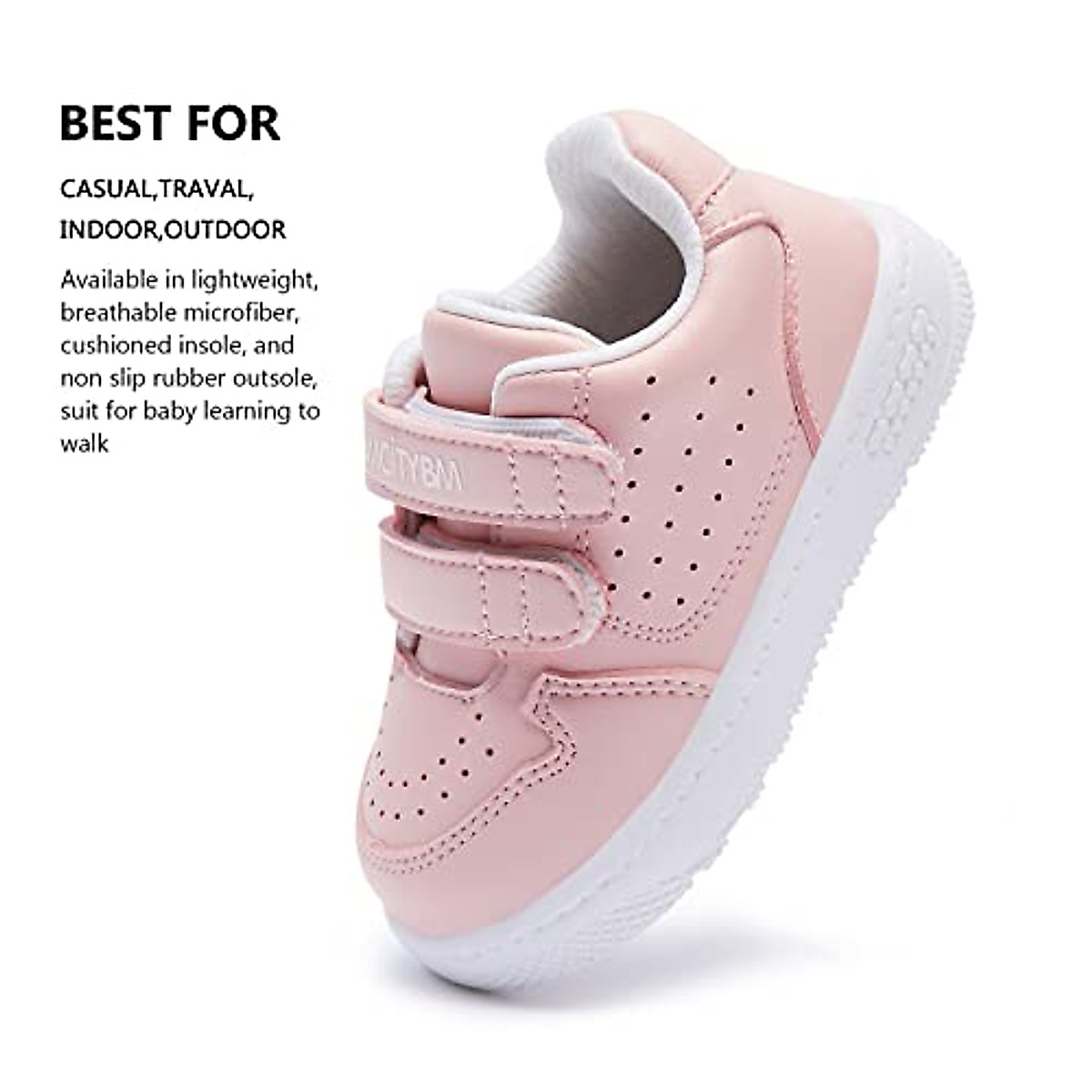 BMCiTYBM Baby Shoes Boys Girls Sneakers Infant Walking Shoes Lightweight Non-Slip Tennis Shoes First Walkers 6 9 12 18 24 Months Pink Size 6-12 Months