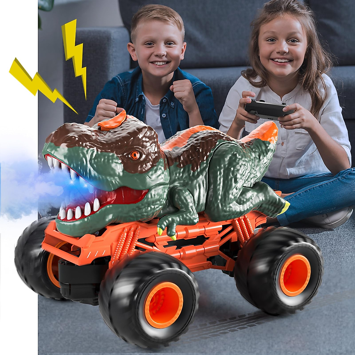 Bennol Remote Control Dinosaur Car Trucks Toys for Kids Boys 3-5 4-7 8-12, 2.4GHz RC Dino Car Toys Gifts for 3 4 5 6 Year Old Boys Kids, Indoor Outdoor RC Car Dinosaur Toys for Kids 3-5 4-7 5-7 8-12