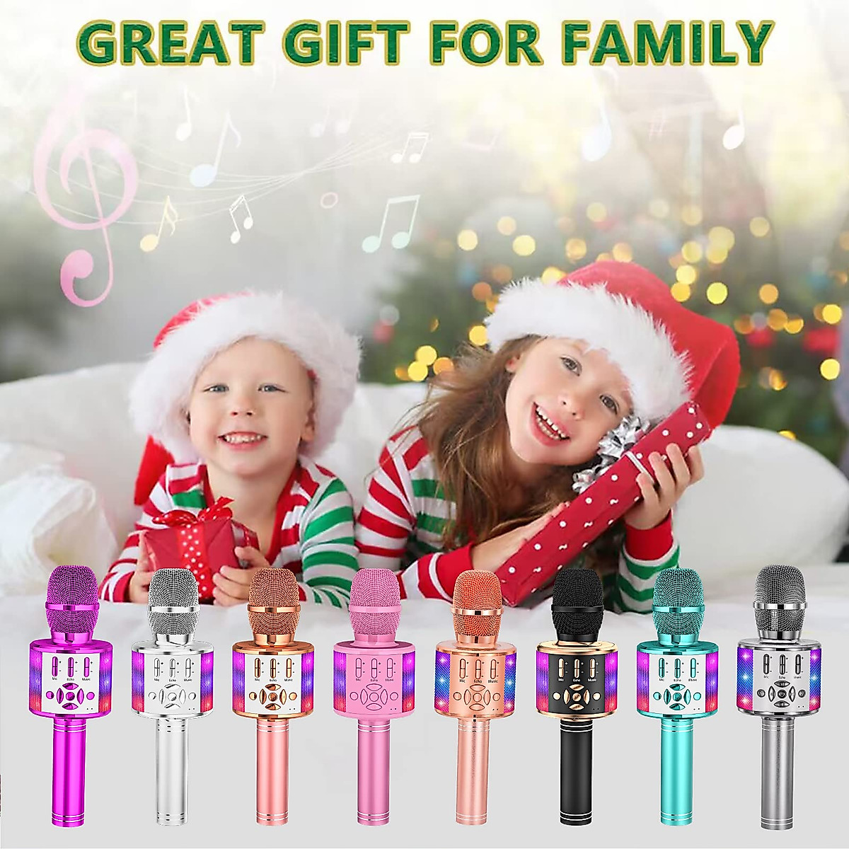 Amazmic Kids Karaoke Microphone Machine Toys for Girls Bluetooth Microphone Portable Karaoke Machine with LED Light, Birthday Gift for Girls Boys 3-12 Year Old Adults Birthday Party, Home KTV(Blue)
