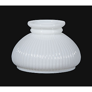 B&P Lamp® 7Inch Student Shade with Ribbed Design and White Over Clear Cased Glass for Vintage and Antique Style Table Lamps and Sconces