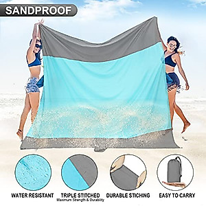 Buheco Beach Blanket Waterproof Sandproof Oversized Beach Mat Sand Free 10x9ft with 4 Stakes and 8 Pockets-Outdoor Extra Large Foldable Lightweight Picnic Blanket for Vacation-Camping-Hiking-Travel
