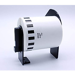 IDIK DK-22212 Generic Label Black on White Film Tape Compatible for Brother QL Printer, 2.4" x 50' (62mm x 15.2M) Include Plastic Holder