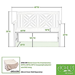 Achla Designs Fretwork Garden, 4 ft White Bench, 48-in L