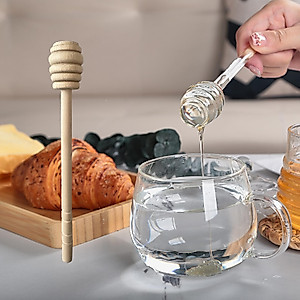 2 Pcs Honey Dipper Sticks for Honey Jar,Glass and Wooden Honey Dipper,Honeycomb Stick for Honey Pot Jar
