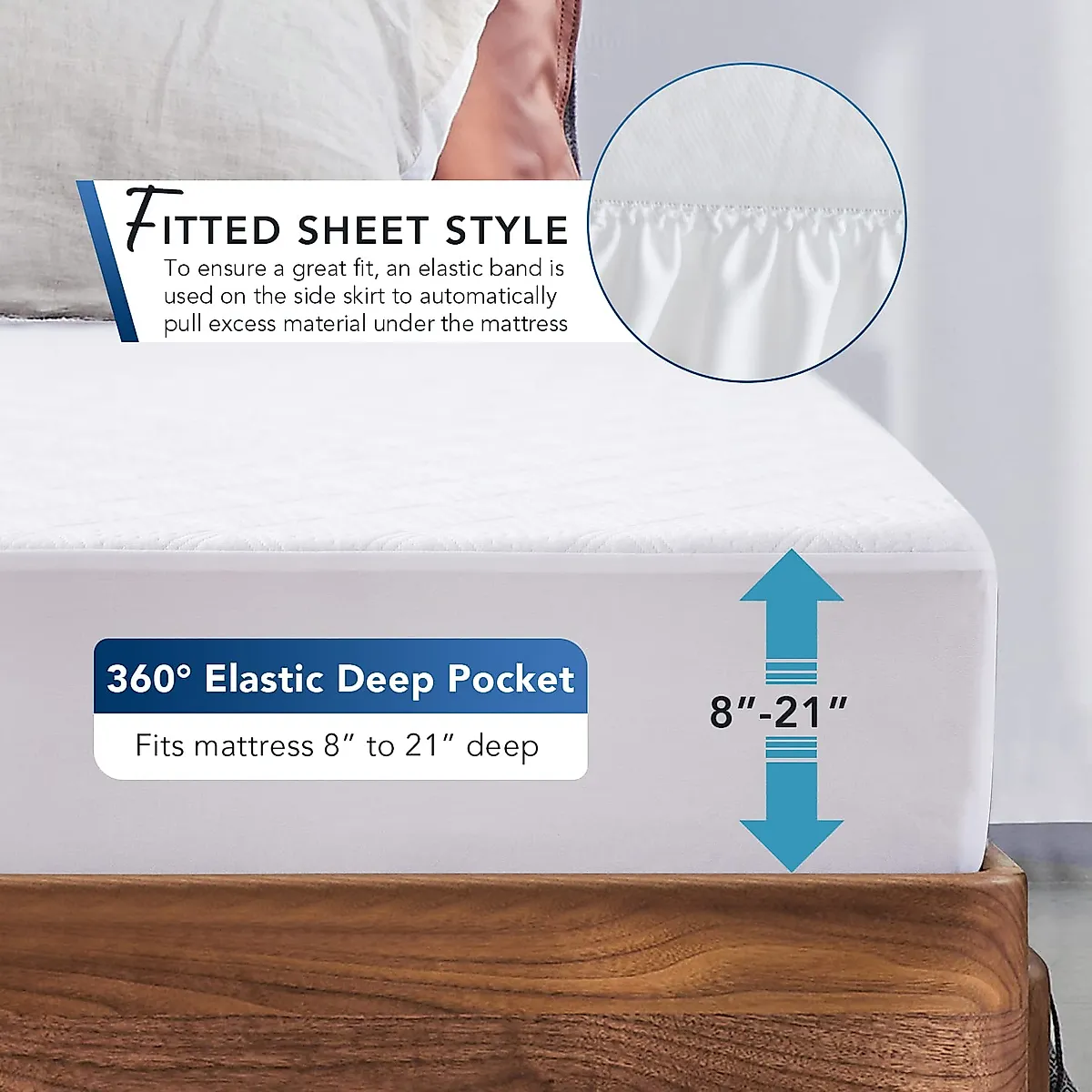 King Size Waterproof Mattress Protector, Cooling Mattress Pad Cover Fitted 8"-21" Deep Pocket,3D Air Fabric Breathable Bed Mattress Cover Matress Protector King Size Soft & Noiseless White
