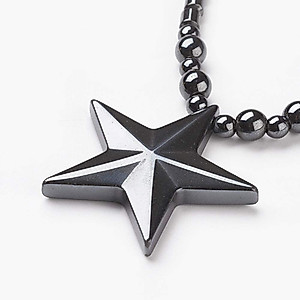 LZD Hematite Necklace Mens Womens Unisex Black Star Magnetic Clasp X75