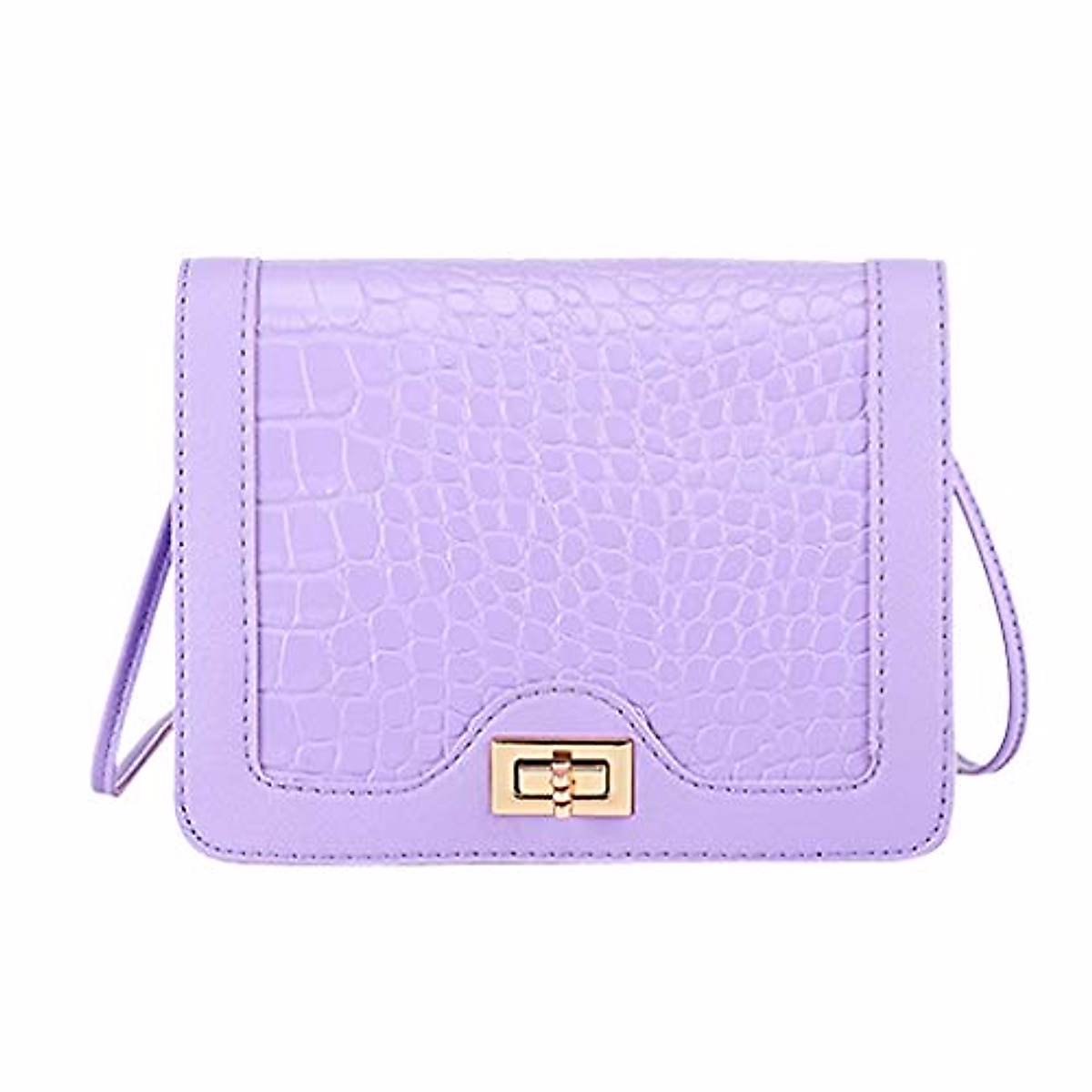 Fashion Women Shoulder Bag Solid Color Leisure Crossbody Bag Hasp Messenger Bag Handbag, Purple