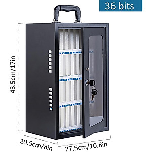 DJFOG Phone Storage Cabinet School Mobile Phone Safe Deposit Box Metal Durable Mobile Phone Storage Box Mobile Phone Storage Cabinet with Lock,Black,36bits