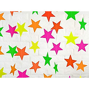 Midnight Glo Black Light Party Supply 78ft Neon Star Garland Hanging Decorations for Birthday Party Wedding Decorations Black Light Reactive UV Glow Party (6 Pack)