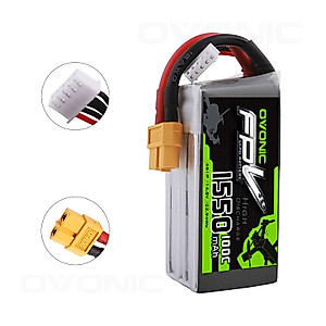 OVONIC 4S Lipo Battery 1550mAh 100C 14.8V Lipo with XT60 Plug for FPV Racing RC Quadcopter Helicopter Airplane Multi-Motor Hobby DIY Parts