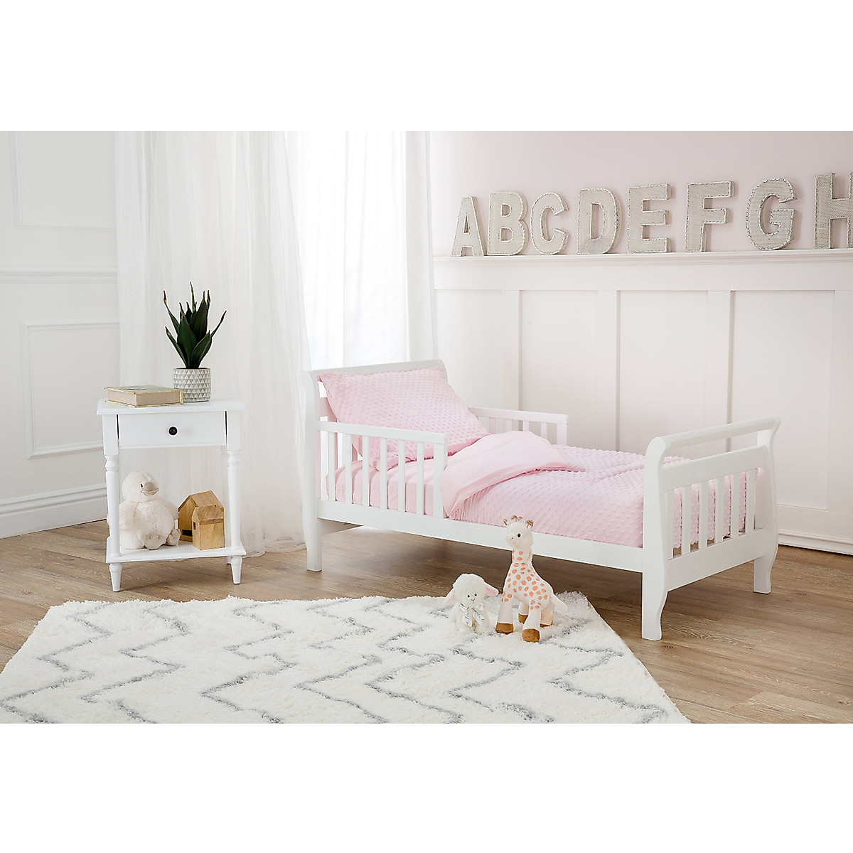 American Baby Company Heavenly Soft Minky Dot Chenille Toddler Bedding Set, Pink, 4 Piece, for Boys and Girls