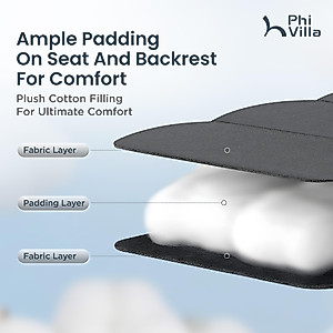 PHI VILLA Padded Zero Gravity Lounge Chair Folding Patio Recliner with Adjustable Headrest & Cup Holder, Support 350 LBS (Grey)