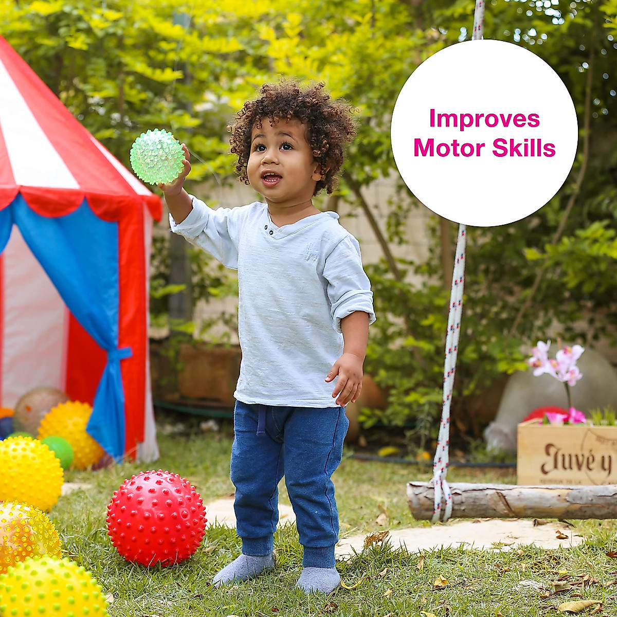 Edushape Sensory Balls for Baby - 4” Transparent Color Baby Balls That Help Enhance Gross Motor Skills for Kids Aged 6 Months and Up - Pack of 4 Vibrant Colorful and Unique Textured Balls for Baby