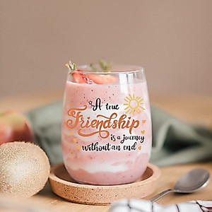 Bestt Friend Gifts for Women,Friend Birthday Gifts for Women,Christmas Gifts for Friend,Friend Gifts for Women Unique,A True Friendship is a Journey Without an end Wine Glass