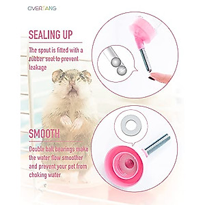 Guinea Pig Water Bottle, Small Animal Water Bottle No Drip, OVERTANG 2 in 1 125ml Rodent Pet Water Bottle No Drip for Cage Hanging Water Feeding Bottles Auto Dispenser for Hamster Guinea Pig Rabbit