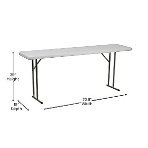 BizChair 6-Foot Rectangle Granite White Plastic Folding Training/Seminar Table