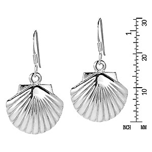 AeraVida Beach Summer Seashell Clam Boho Sterling Silver Dangle Earrings | Chic Boho Style Sterling Silver Dangle Earring for Women | Jewelry Gift