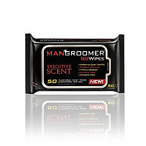 MANGROOMER Biz Wipes Flushable Moist Personal Wipes Engineered for Men, Executive Scent, 50 Wipes (Pack of 6), 300 Count