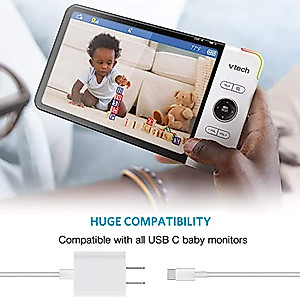 5V AC Power Adapter Charger and 5ft USB Charging Cord Cable Compatible with Vtech RM5754/HD/2HD, VTech RM5764/HD/2HD, VTech RM5864/HD/2HD, VTech RM7754/HD/2HD, VTech RM7764/HD/2HD Video Baby Monitor