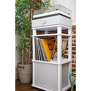 Andover Audio SpinStand Rack for Records and Audio Components - Metal-Reinforced, Holds 150 LPs, Optimum Height & Storage Space, Ideal for Turntables, Vinyl, Spinbase, and Hi-Fi Systems - White