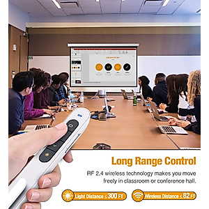 Wireless Presenter Remote, RF 2.4GHz USB Presentation Remote Control PowerPoint Presentation Clicker for Keynote/PPT/Mac/PC … (White)