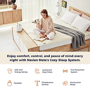 Navien Mate EQM 350, Single – EMF-Free Water Heated Mattress Pad – Temperature Control – Non-Electric Bed Warmer – Eco-Friendly – Helps Soothe & Relieve Stress, Muscle Soreness, & Tension