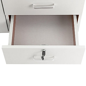 NATICRISI Mobile File Cabinet,3-Drawer Wood File Cabinet,Mobile Lateral Filing Cabinet,Printer Stand with Open Storage Shelves for Home Office,Warm White