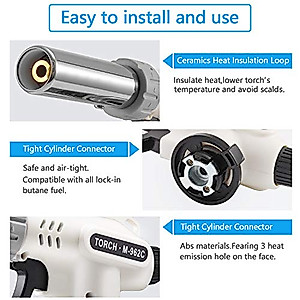 Kitchen Butane Blow Torch Lighter - Culinary Torch Chef Cooking Torches Professional Adjustable Flame with Reverse Use for Creme, Brulee, BBQ, Baking, Jewelry by TENGYES, Butane Not Included