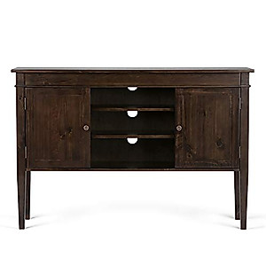 SIMPLIHOME Carlton SOLID WOOD 54 Inch Wide Transitional TV Media Stand in Dark Tobacco Brown for TVs up to 60 Inches, For the Living Room and Entertainment Center