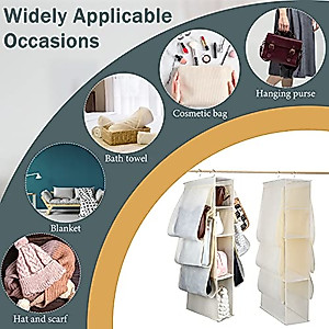 Woanger 2 Pieces Hanging Purse Handbag Organizer 10 Pockets Nonwoven Purse Storage Closet Bag Organizer Handbag Closet Purse Holder for Wall Women Organization Wardrobe Accessories Storage Bag