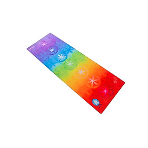 Spiritual Revolution Yoga Mat with Carry Strap - Luxury Mat/Towel Combo that Grips While you Sweat; Natural Rubber Base; No Slip, PVC Free, and Machine Washable, Rainbow Understanding