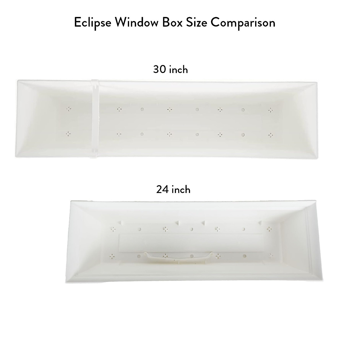 The HC Companies 30 Inch Eclipse Window Planter - Indoor Outdoor Rectangular Plant Pot with Removable Saucer for Flowers, Herbs, White