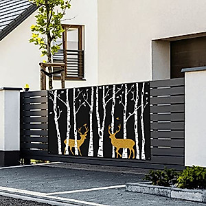 Christmas Banner Christmas Gold Deer Birch Tree Hanging Party Holiday Banner Wall Decoration Indoor Outdoor, 71 x 47 Inch