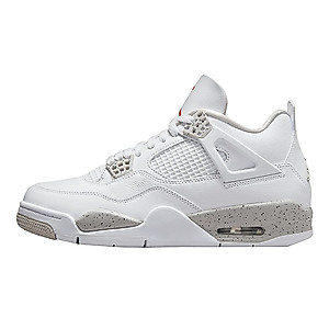 Nike Men's Air Jordan 4 Retro White Oreo, White/Tech Grey/Black/Fire Red, 9