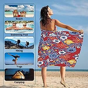 KOBLEN Allay Blossom Camping Towels Absorbent Beach Towels Microfiber Lightweight Towel for Beach Sports Kayak Summer Essentials 31" x 61"