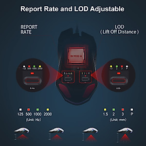 Bloody W60Max Wired RGB FPS Gaming Mouse, 10000 CPI, All Buttons Programmable, 2000Hz Report Rate, 250 IPS, 4M Onboard Memory (Pandawhite)