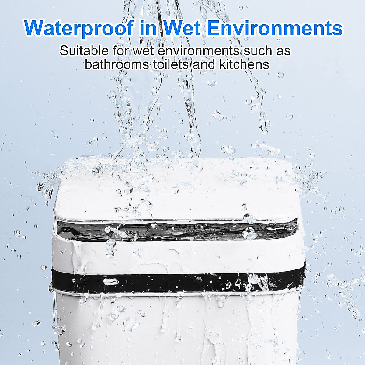 Anborry 2 Pack Bathroom Touchless Trash Can 2.5 Gallon Smart Automatic Motion Sensor Rubbish Can with Lid Waterproof Narrow Small Garbage Bin for Kitchen, Office, Living Room, Bedroom(Black+White)