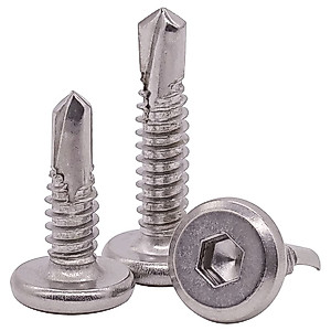 #12 x 3/4" Flat Socket Head Self Tapping Screws Sheet Metal Screws 50 of Pack, 410 Stainless Steel Self Drilling Screws, Bright Finish