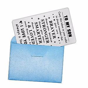 HLQYMZ Son Fathers Day Birthday Card Gifts from Mom Dad - Best Son Gift Idea - Son Birthday Wedding Engraved Wallet Card for Little Boy