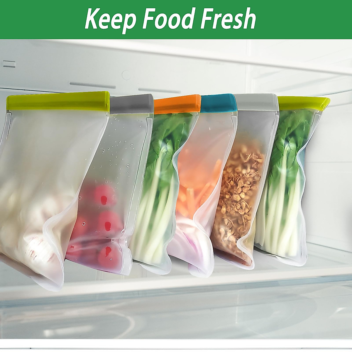 LKSUMPT 24 Pack Reusable Freezer Bags, Food Storage Bags, Reusable Bags BPA Free, Leakproof Extra Thick for Traveling & Household Same as Reusable Ziploc Bags (8 Gallon+8 Snack+8 Sandwich Bags)