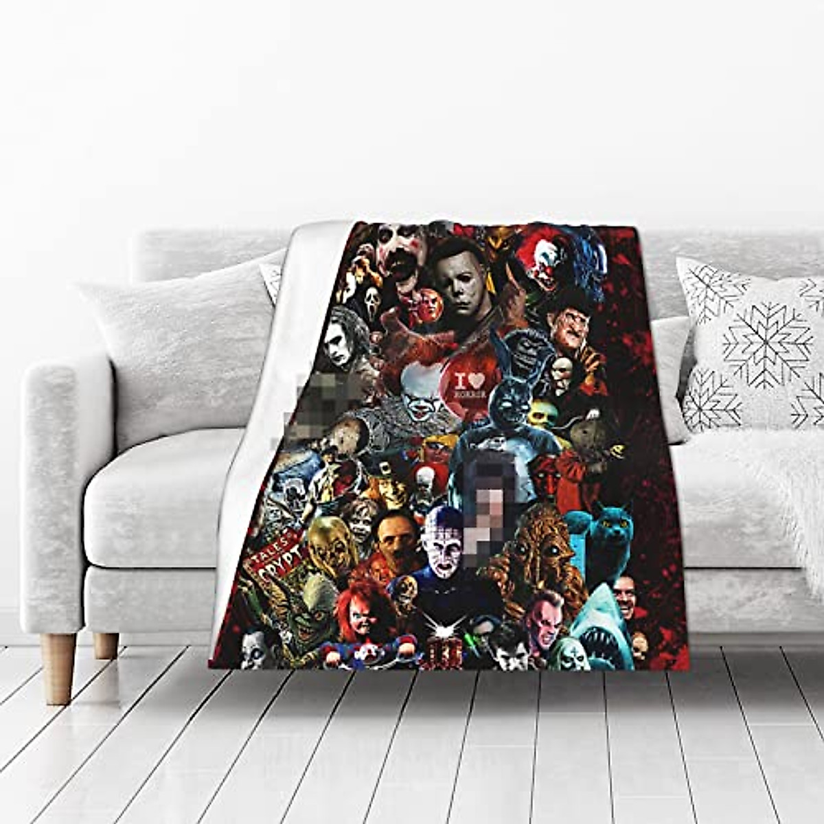 Horror Movie Characters Blanket Ultra-Soft Warm Flannel Blankets Throw Air Conditioner Quilt for Couch Bed Sofa Bedroom All Season 60"x50"