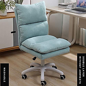 SYCARPET Armless Swivel Desk Chair, Removable Upholstered Ergonomic Computer Chair with Mute Caster, Adjustable Height
