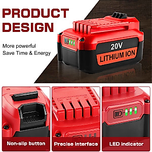 Ahomtikk 2 Pack 20V 6.5Ah Replacement Battery for Craftsman V20 Lithium Ion Battery CMCB205 CMCB204 CMCB204-2 CMCB202 CMCB202-2 Craftsman 20 Volt Battery (All of V20 Cordless Tool Series)